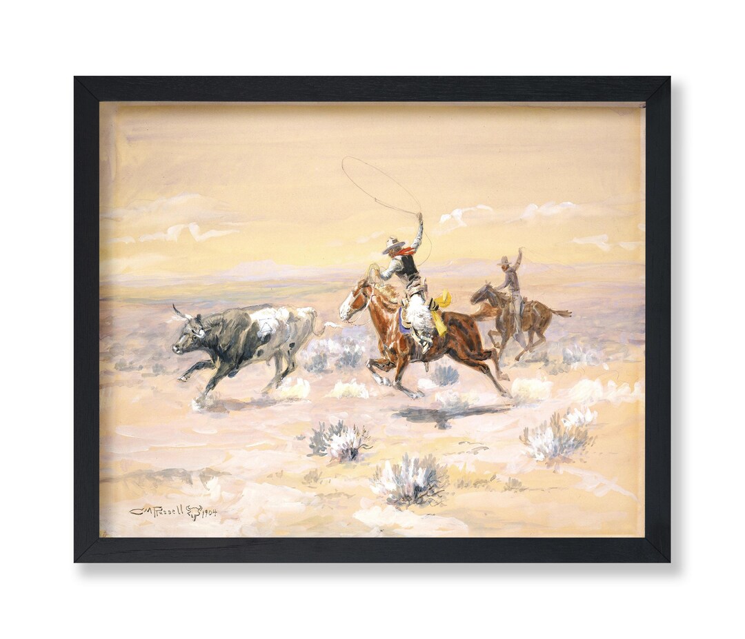 Vintage Cowboys From the Bar Triangle Poster - Retro Cowboy Print ...