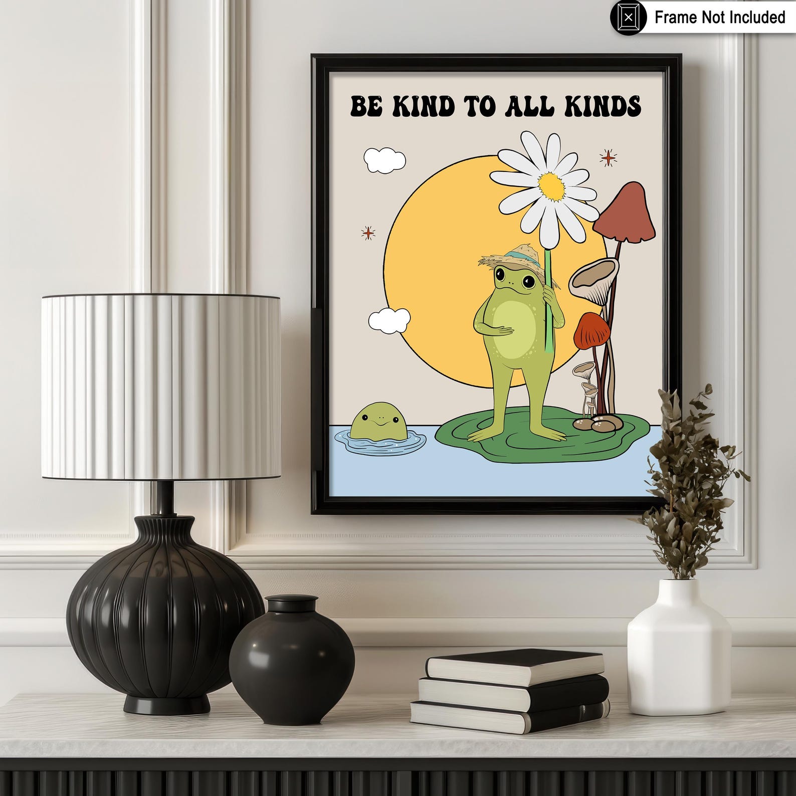 Be Kind to All Kinds Poster - Retro Frog Print - Kindness Art ...