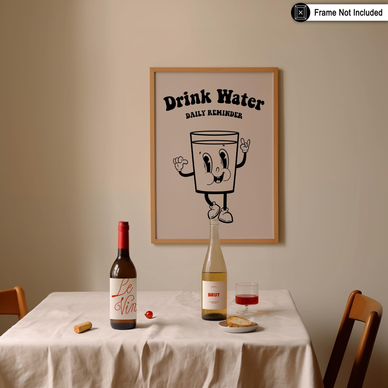 Drink Water Poster - Retro Daily Reminder Print - Health Art - Funky ...