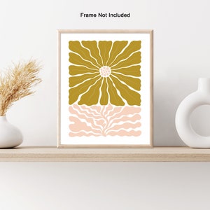 Flower Poster Retro Floral Print Groovy Flower Petals Art Modern Art ...