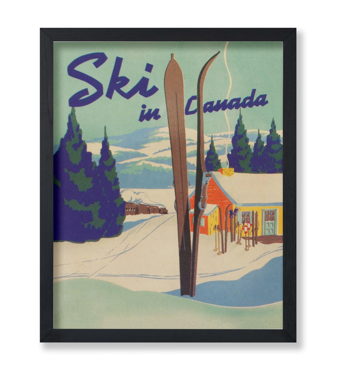 Vintage Travel Poster - Retro Canada Print - Ski in Canada Art - Winter ...