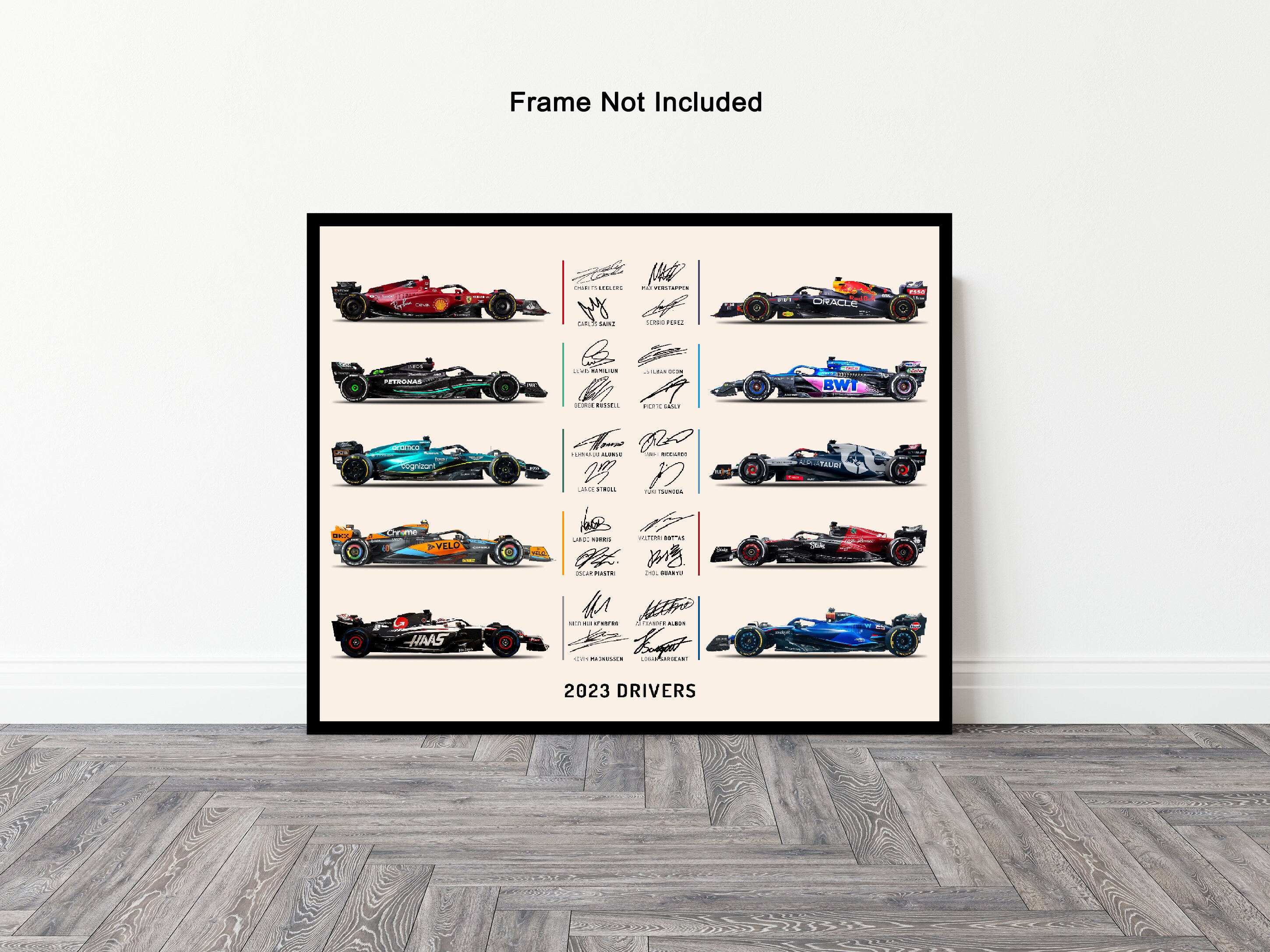 2023 Drivers Poster Cars & Drivers Signatures Print Car Racing Art Gift ...