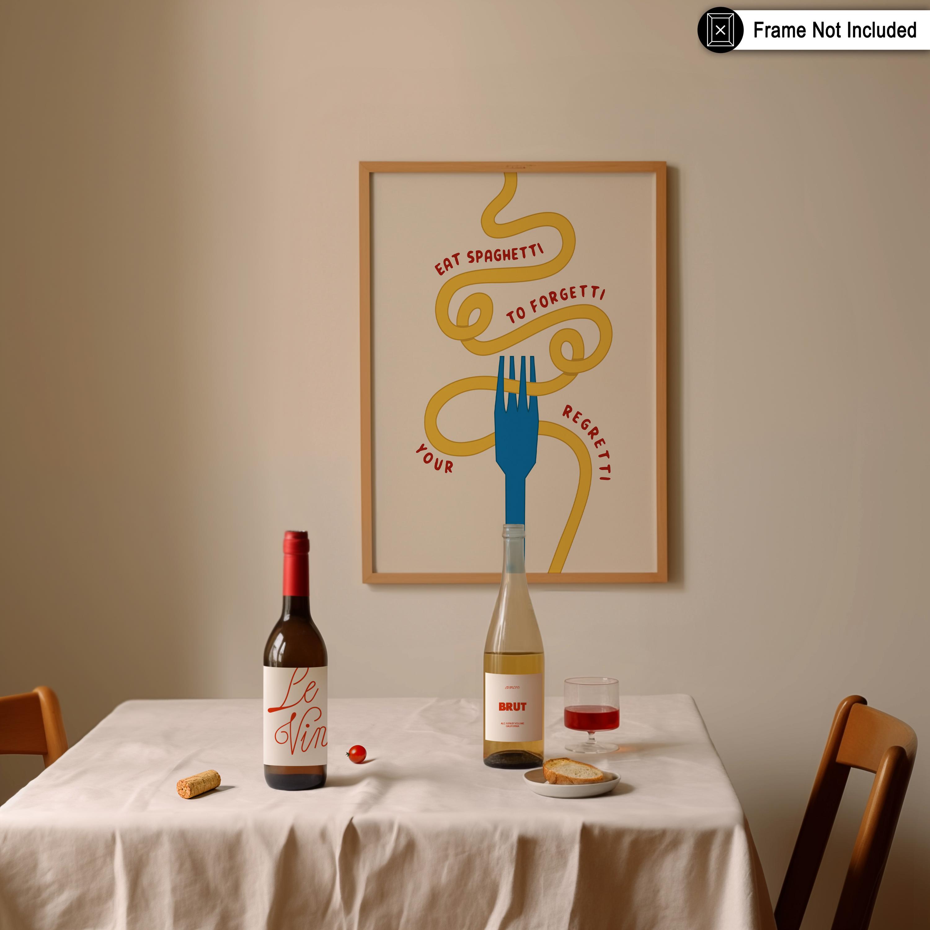 Spaghetti Poster - Eat Spaghetti to Forgetti Your Regretti Print - Food ...