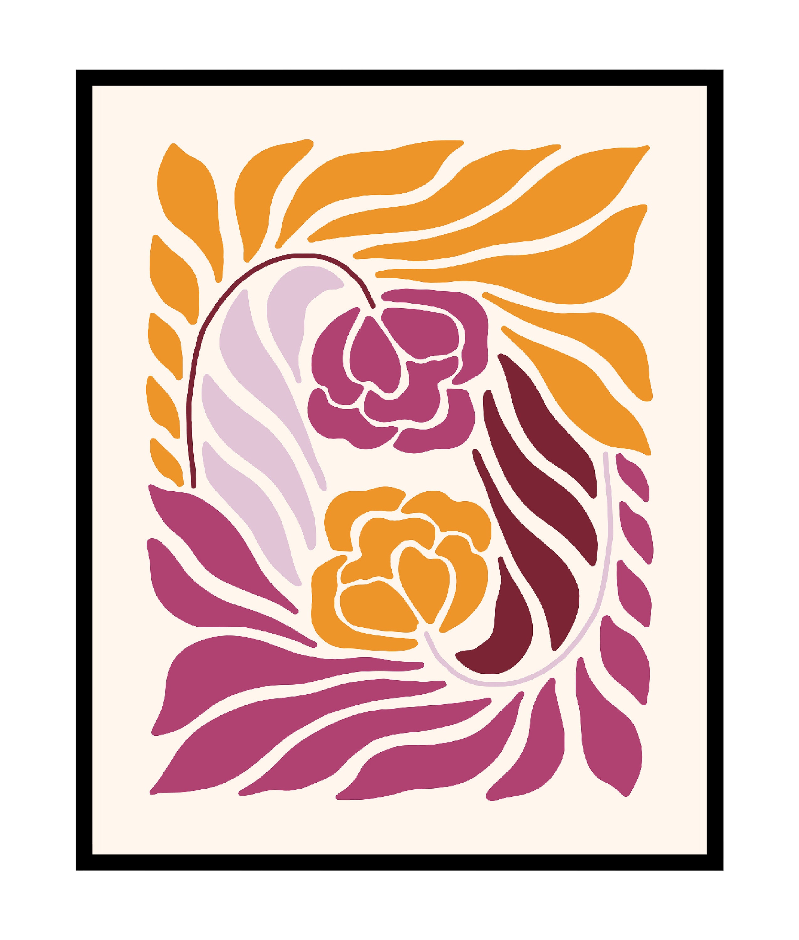 Flower Poster Retro Abstract Print Trendy Modern Art Minimal Art Chic ...