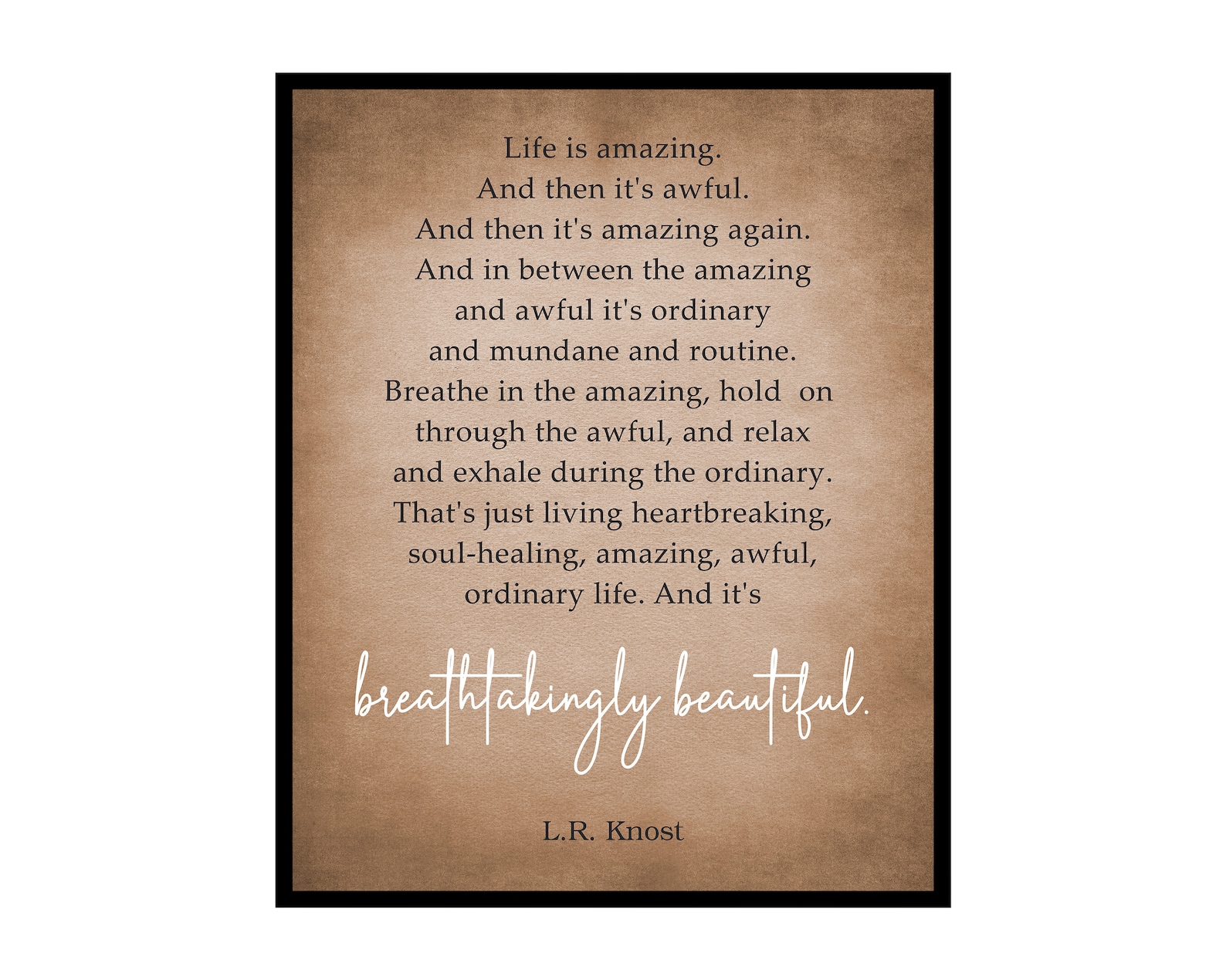 LR Knost Poster Life is Amazing Print Breathtakingly Beautiful Art ...