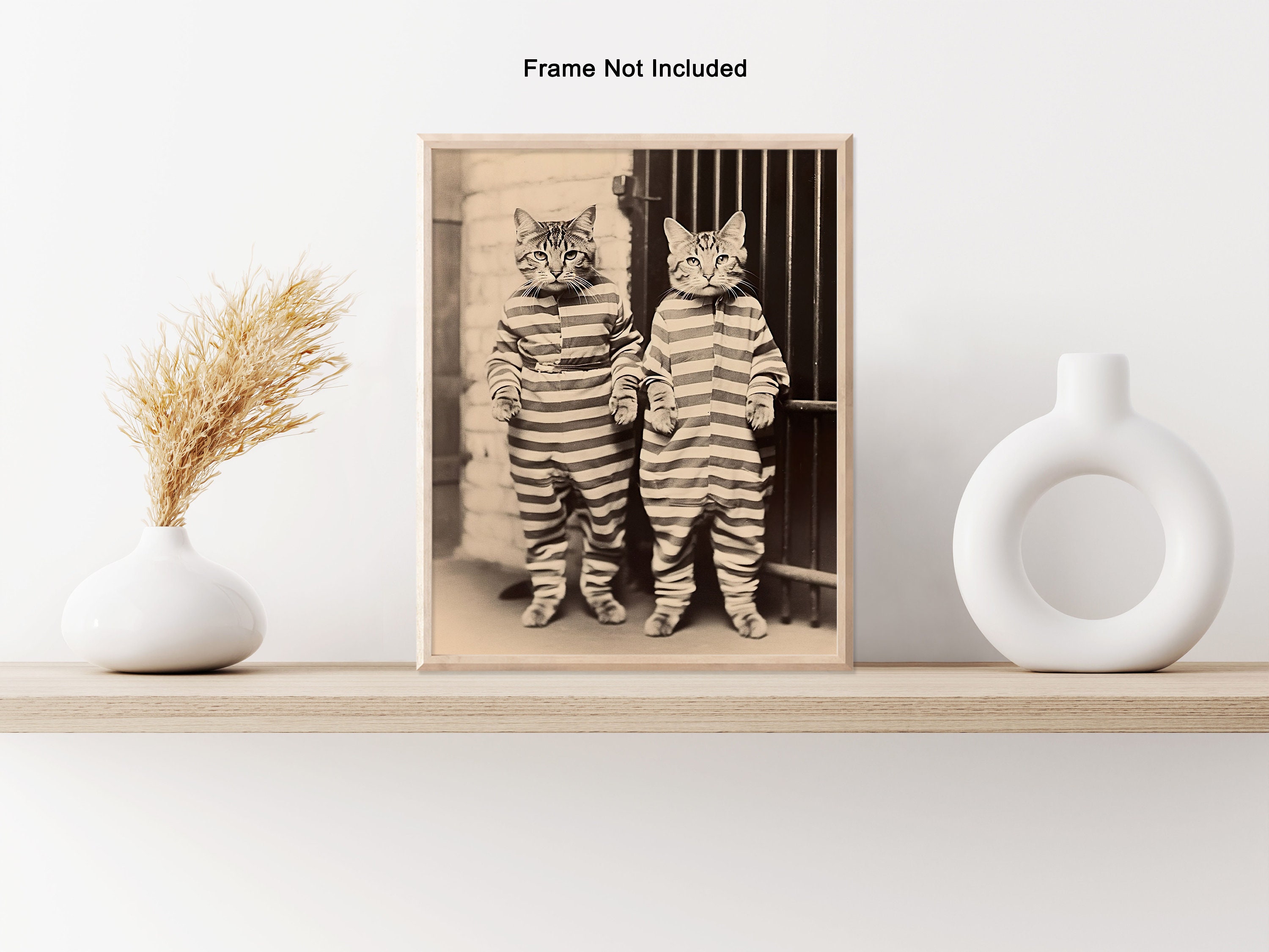Cat Poster Cats in Jail Print Photograph Art Prison Striped Suit Art ...