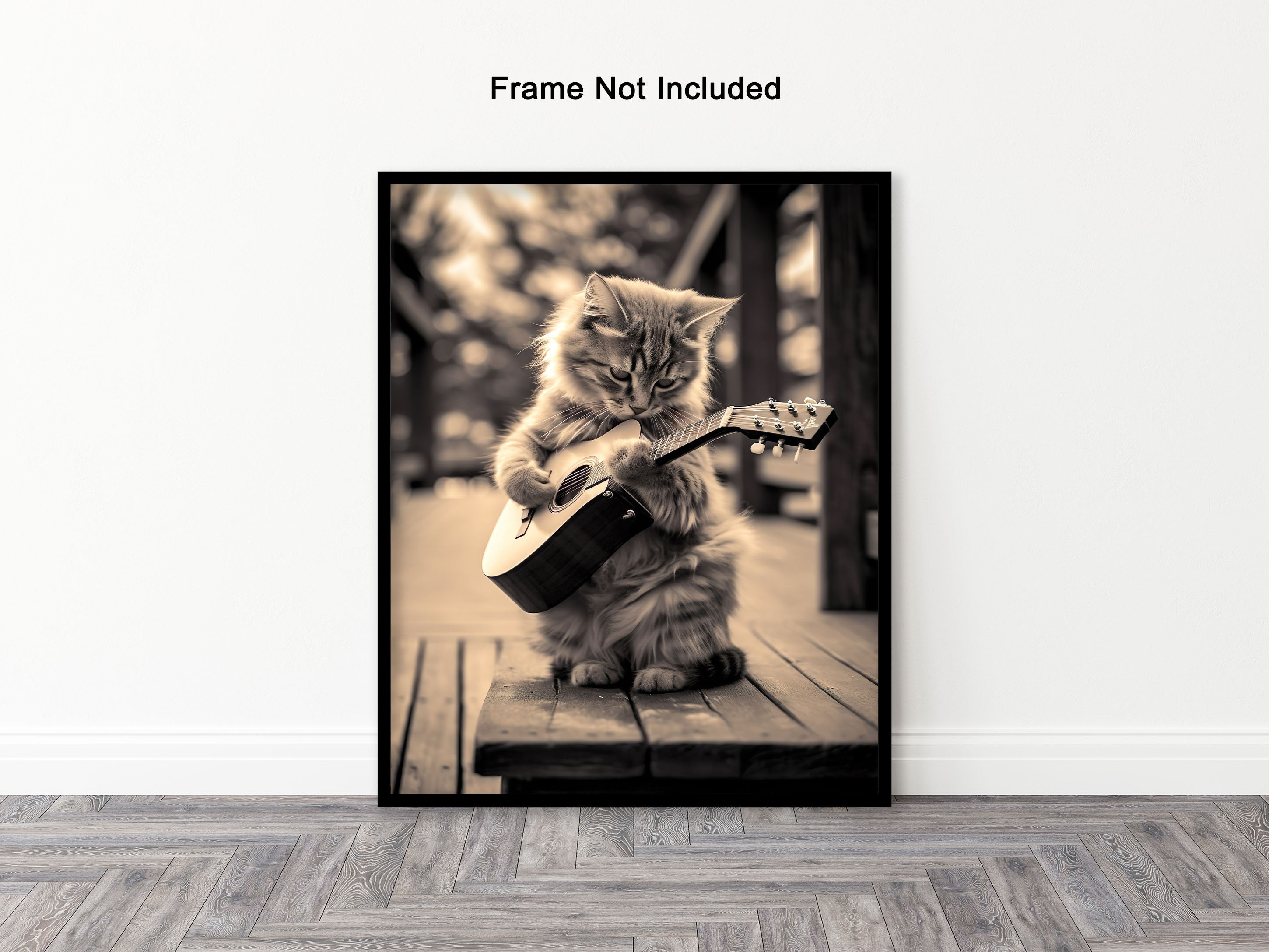 Cat Poster Cats Playing Guitar Print Photography Art Music Art Funny ...