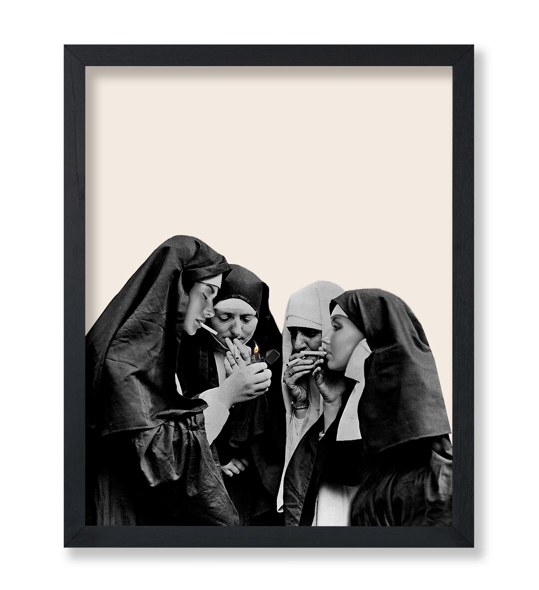 Smoking Nuns Poster - Retro Nuns Smoking Print - Photography Art ...