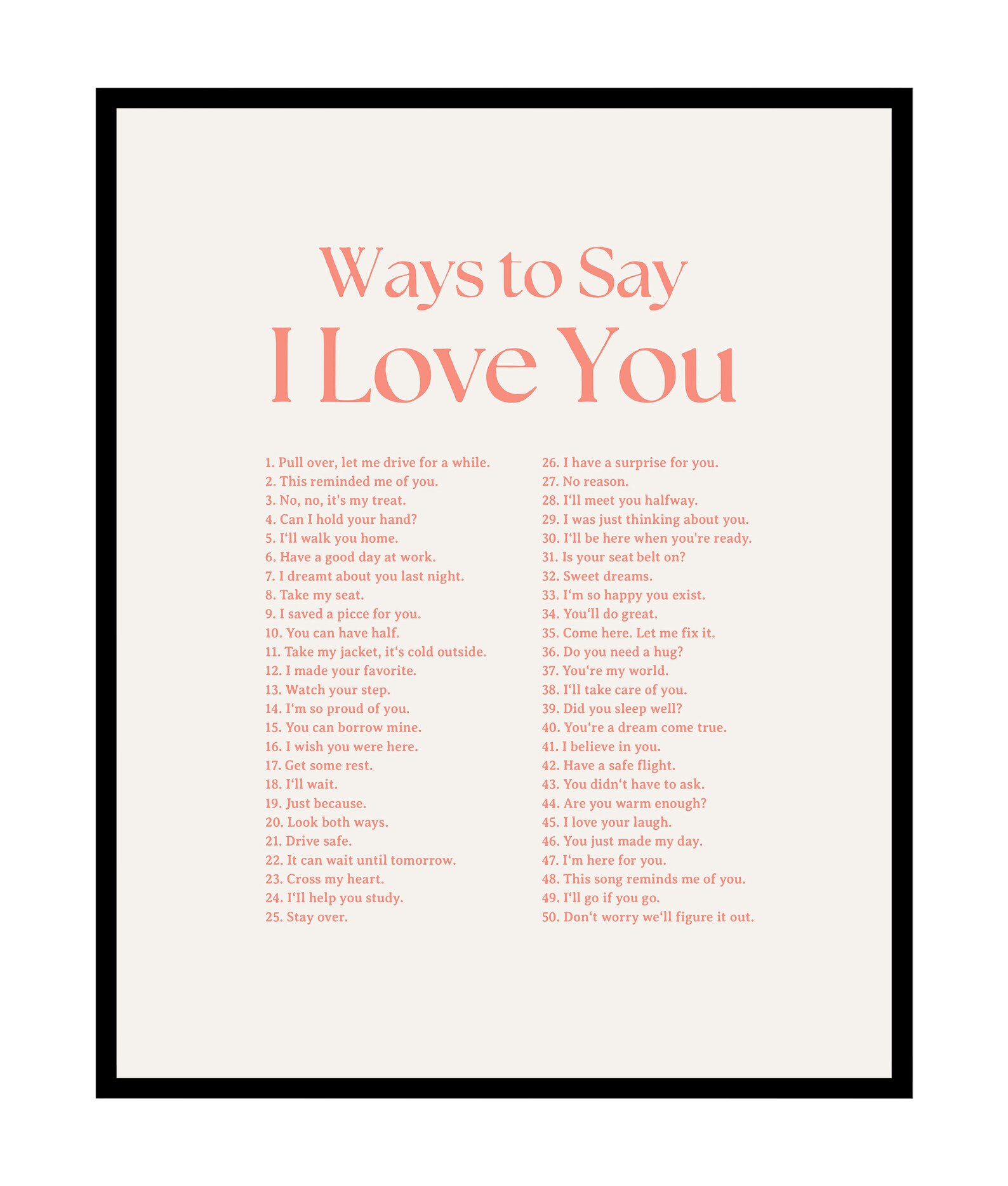 Vintage Typography Poster Retro Inspirational Print Ways to Say I Love ...
