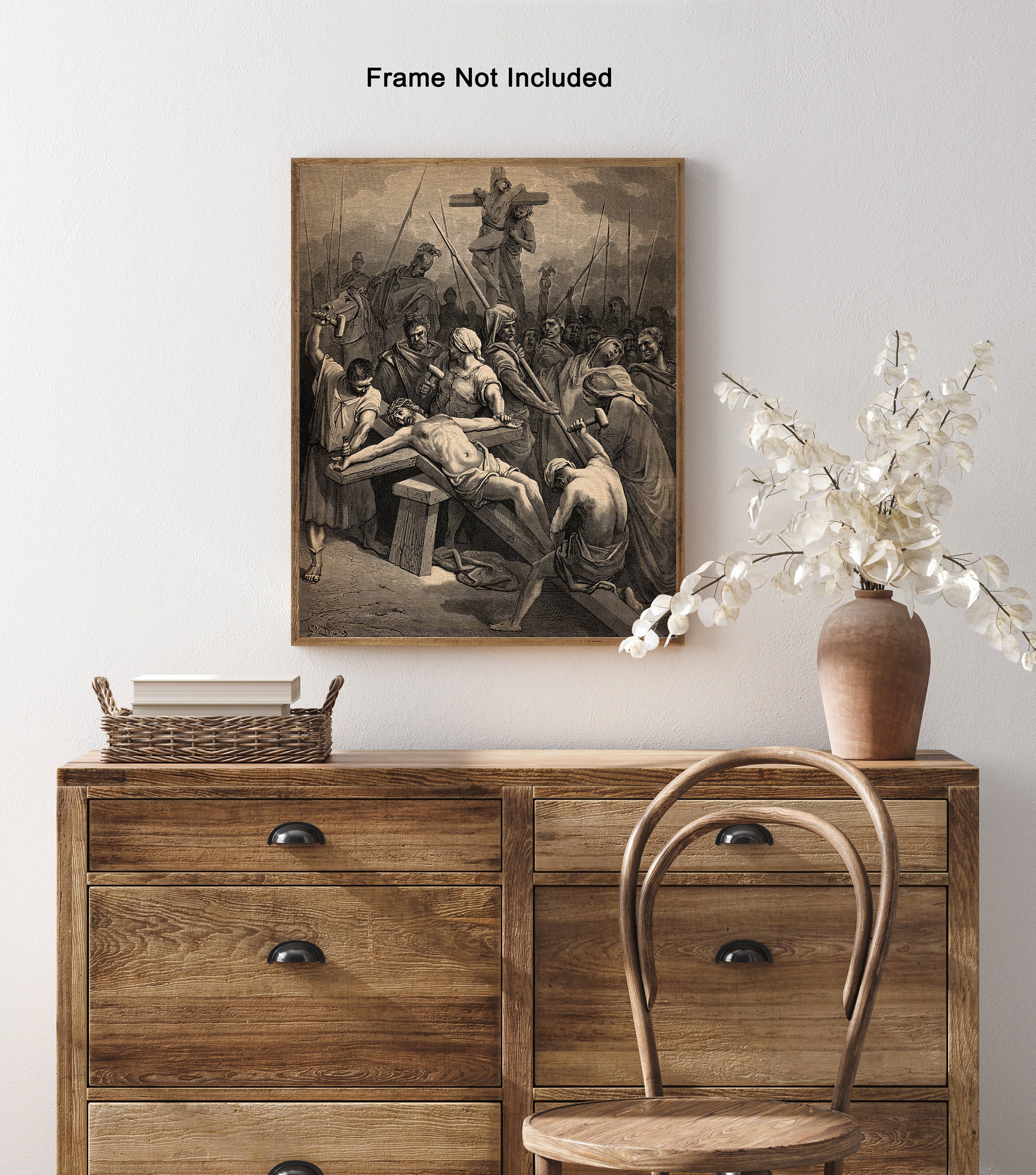 Vintage Jesus Poster Retro Crucifixion Print Unframed Christian Wall ...