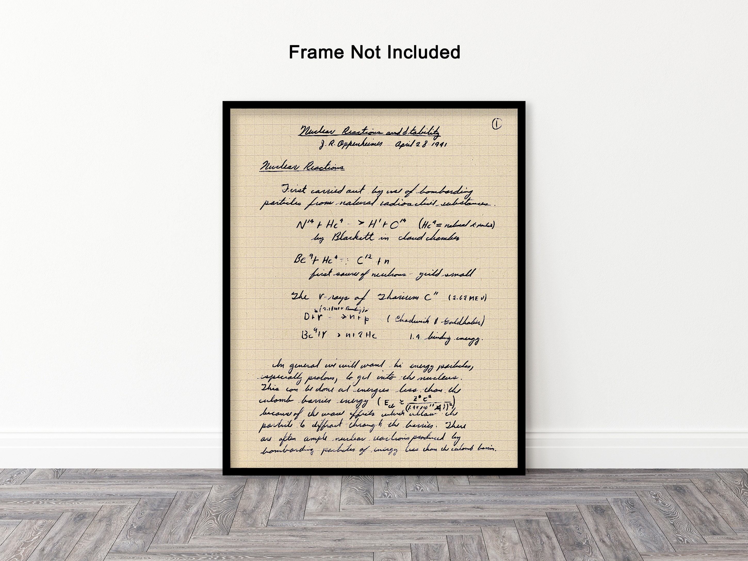 Vintage Oppenheimer Poster Retro Atomic Bomb Manuscript Print Manhattan ...