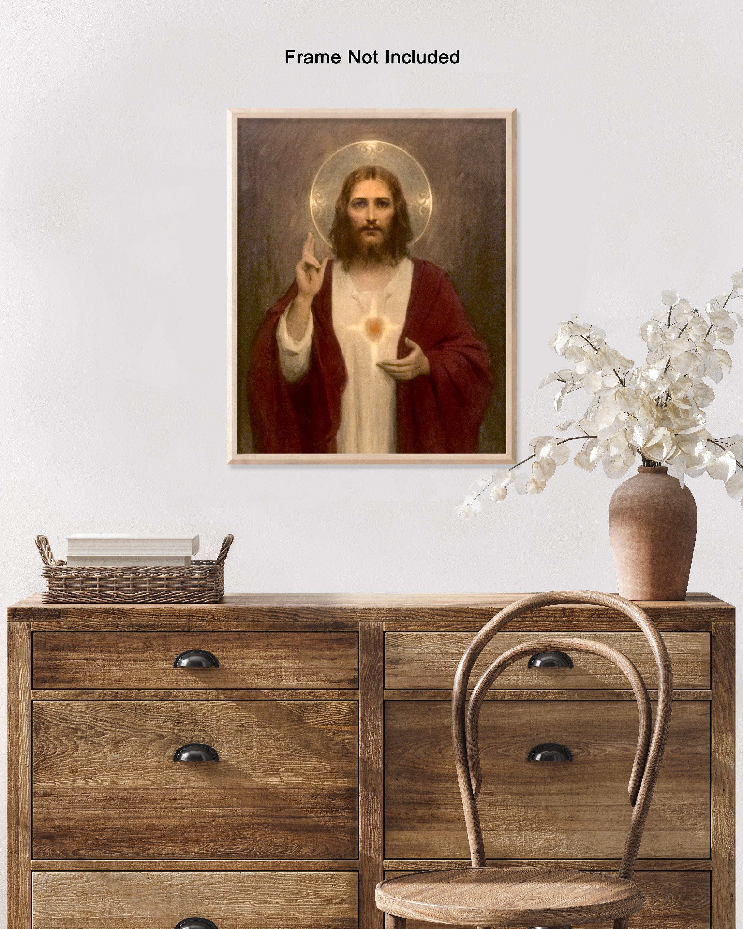 Vintage Sacred Heart of Jesus Poster Retro Christian Wall Art Religious ...