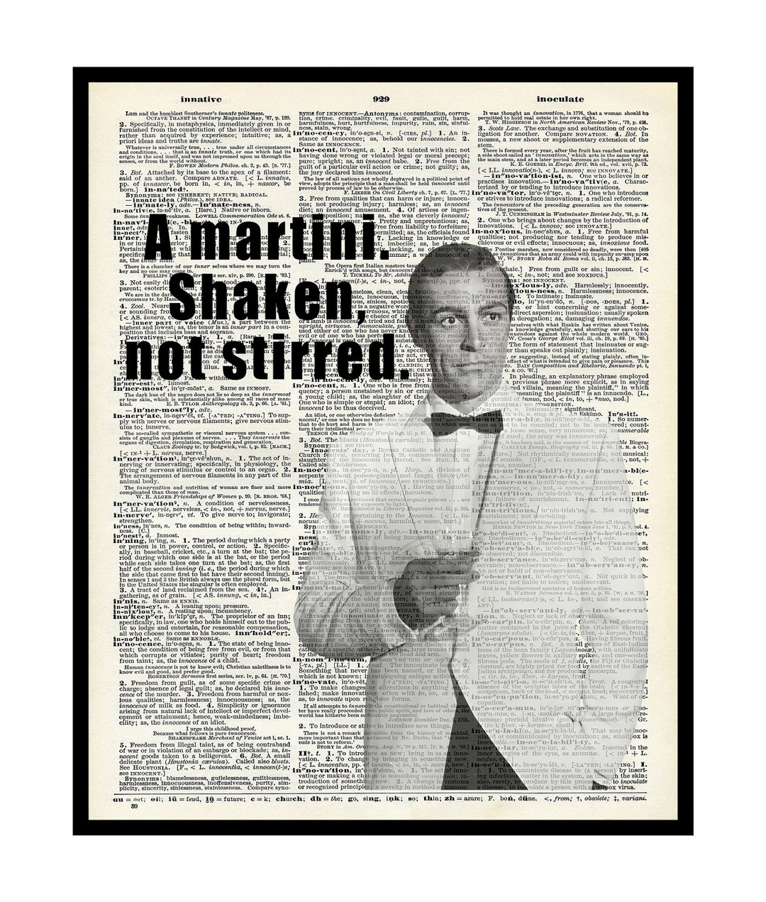 A Martini Shaken Not Stirred Poster Movie Quotes Print Alcohol Art Gift ...