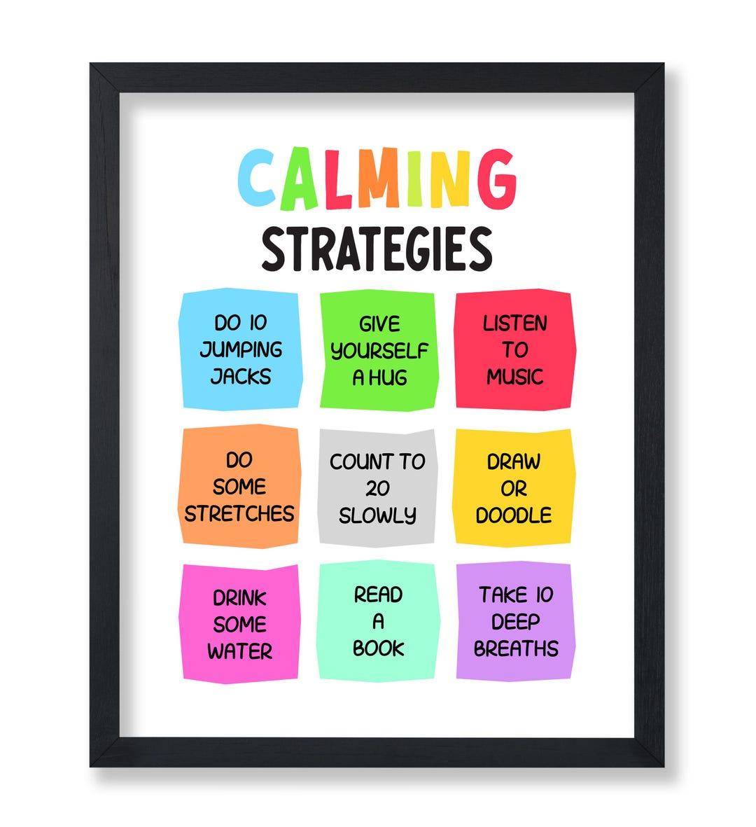 Calming Strategies Poster - Calming Chart Print - Typography Art ...