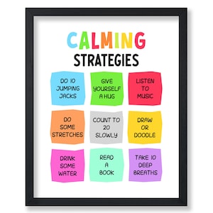 Calming Strategies Poster - Calming Chart Print - Typography Art ...