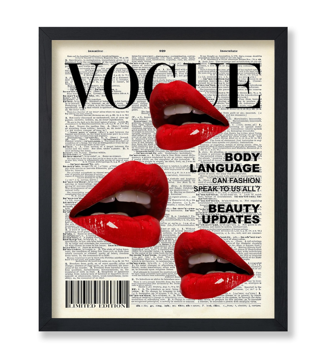 Fashion Poster - Body Language Print - Red Lips Art - Modern Art - Gift ...