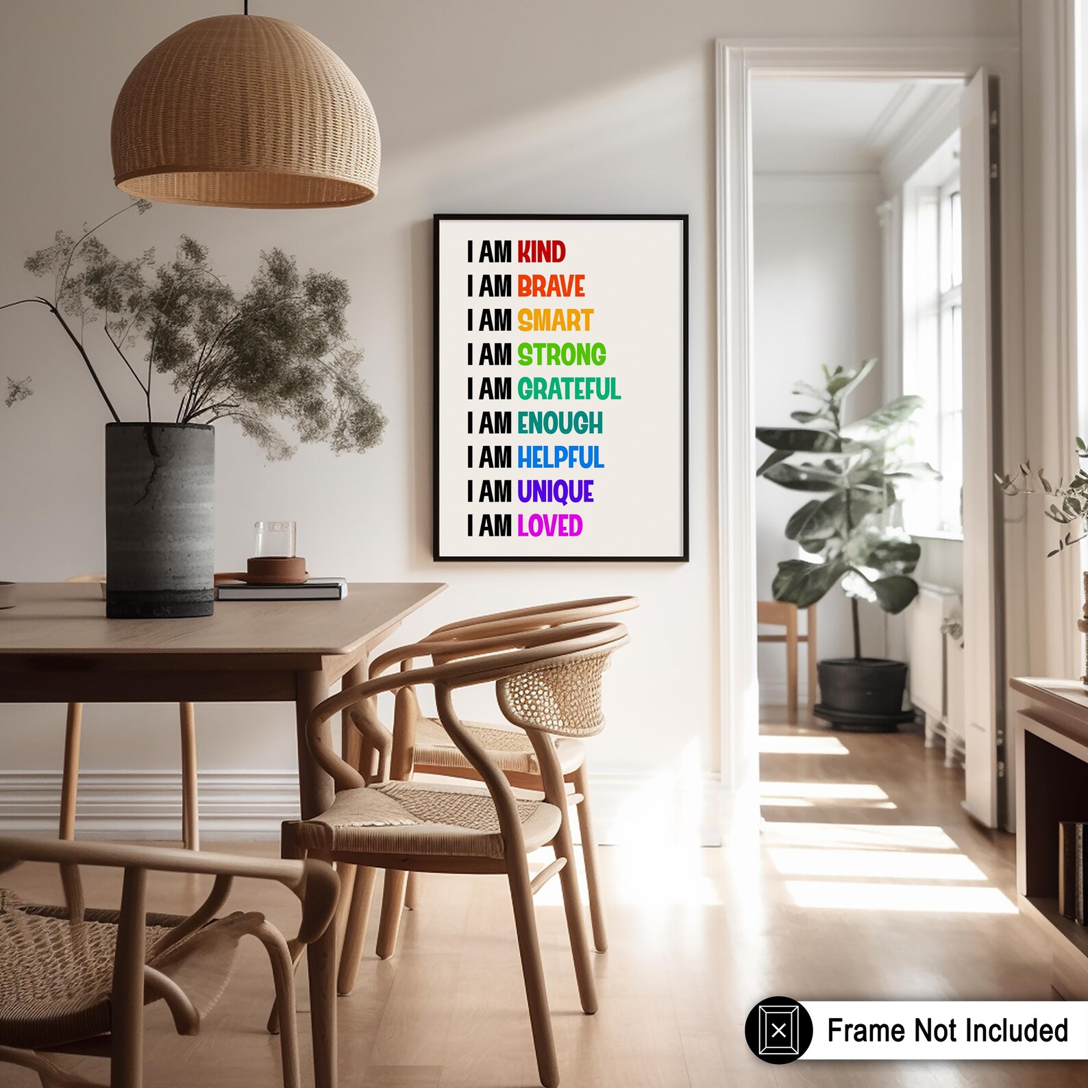 I Am Affirmations Poster - Nursery Print - Typography Art - Positive ...