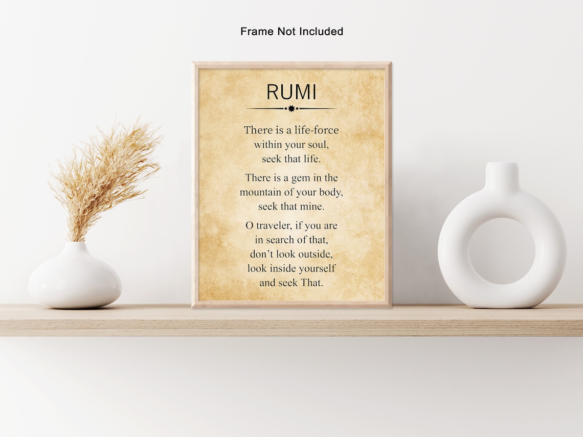 Rumi Poster Rumi Poem Print Motivational Quote Art Finding Your Passion ...