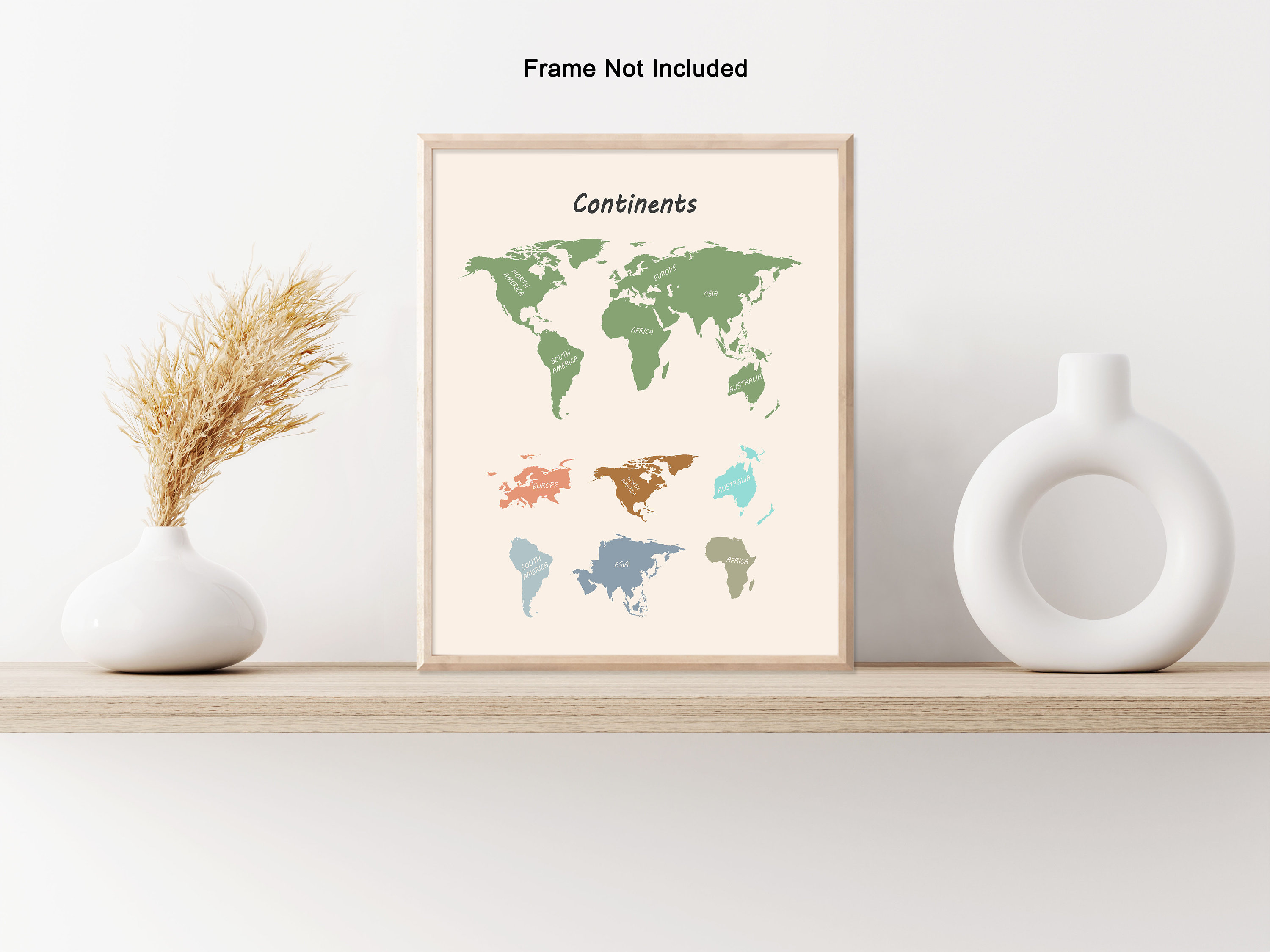 Continents Poster Educational World Continents Learning Materials Gift ...
