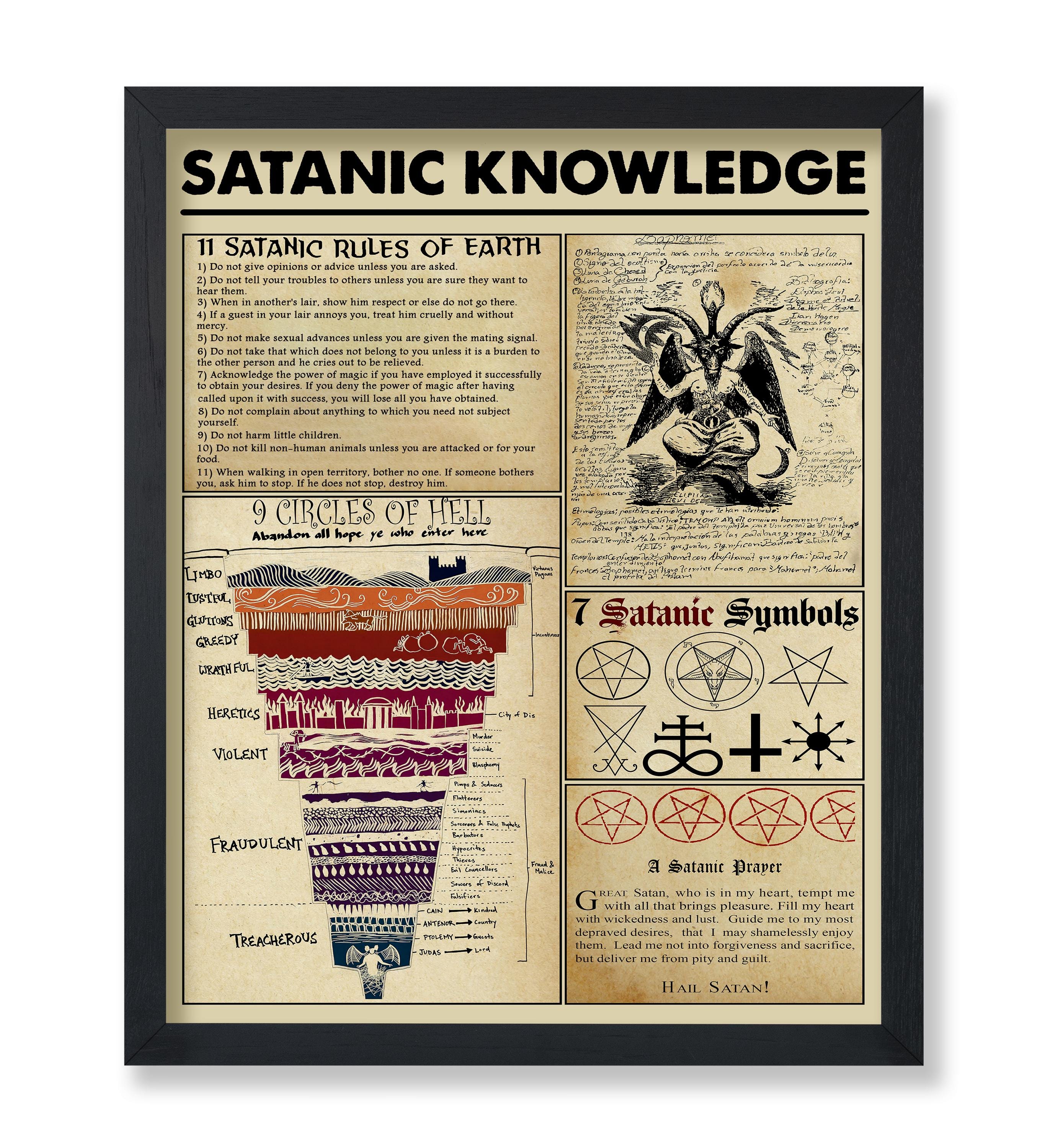 Satanic Knowledge Poster - Infographic Print - Satanic Symbol Art ...