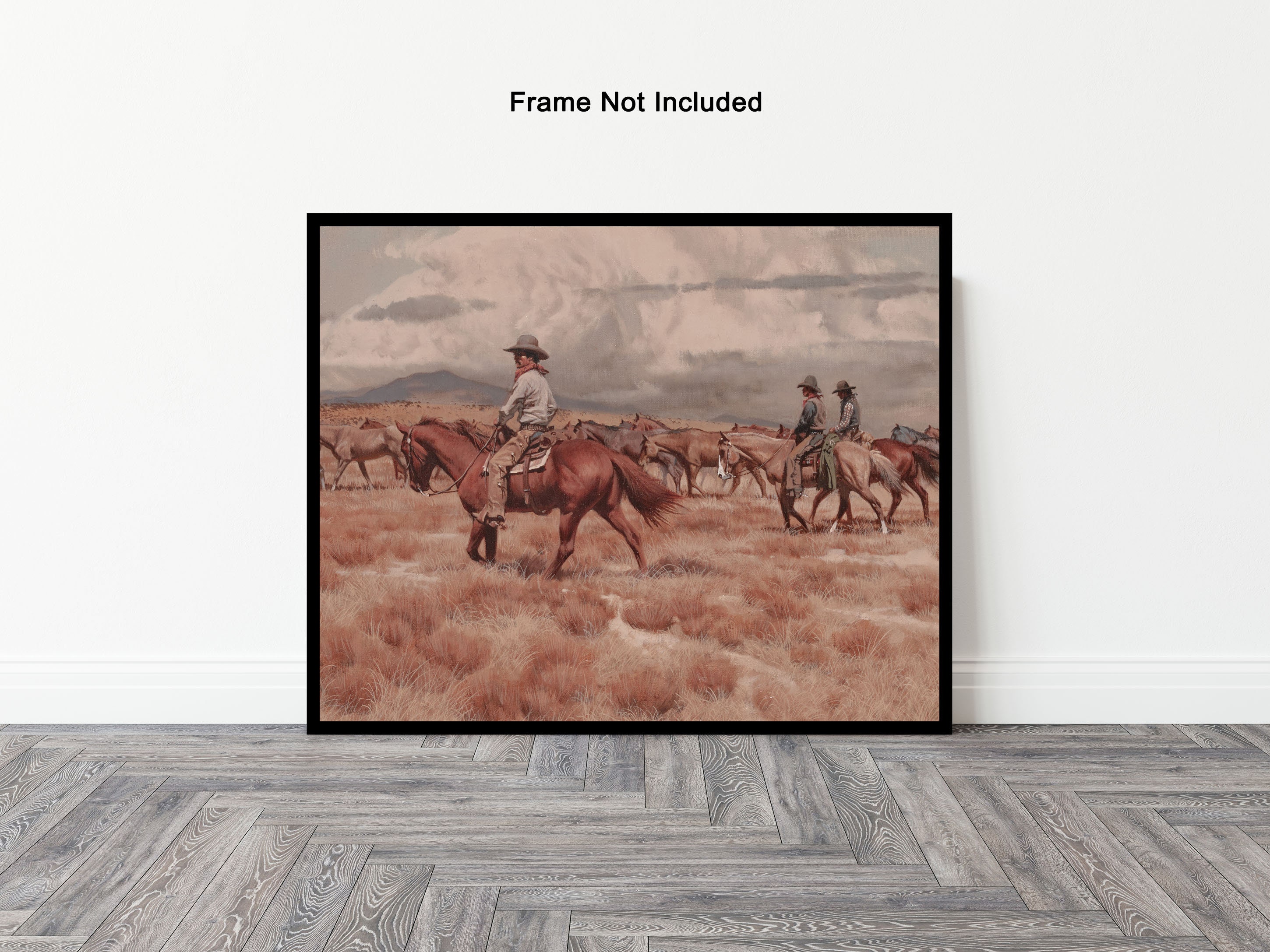 Vintage Cowboy Poster Retro Horse Riding Print Wild West Art Cattle Art ...