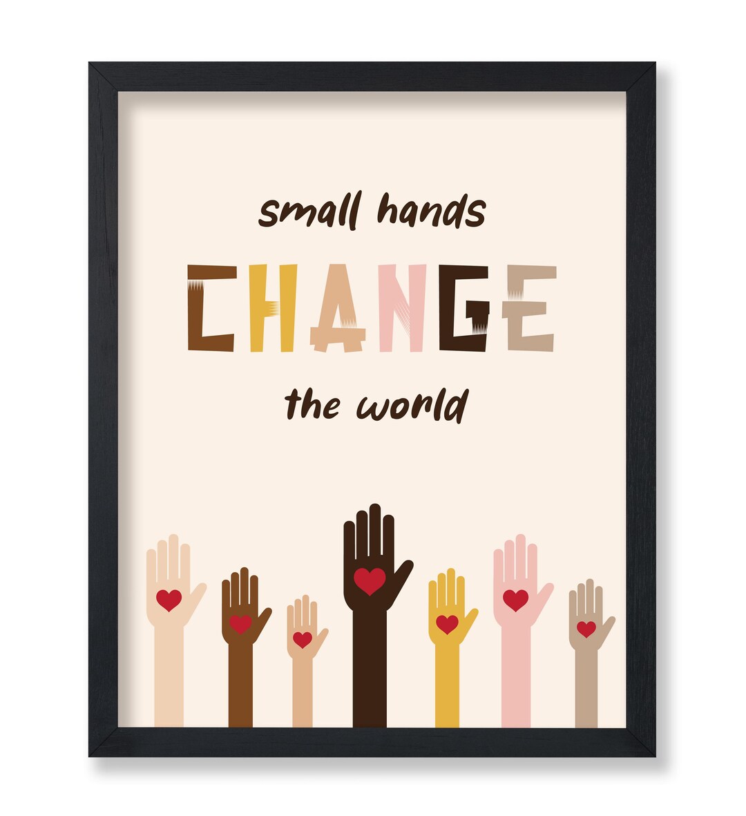 Small Hands Change the World Poster - Motivational Print - Diversity ...