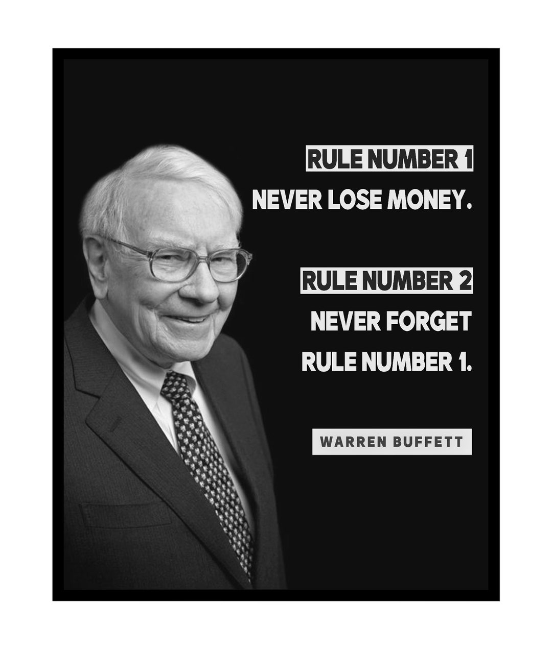 Never Lose Money Poster Warren Buffett Print Motivational Art Positive ...