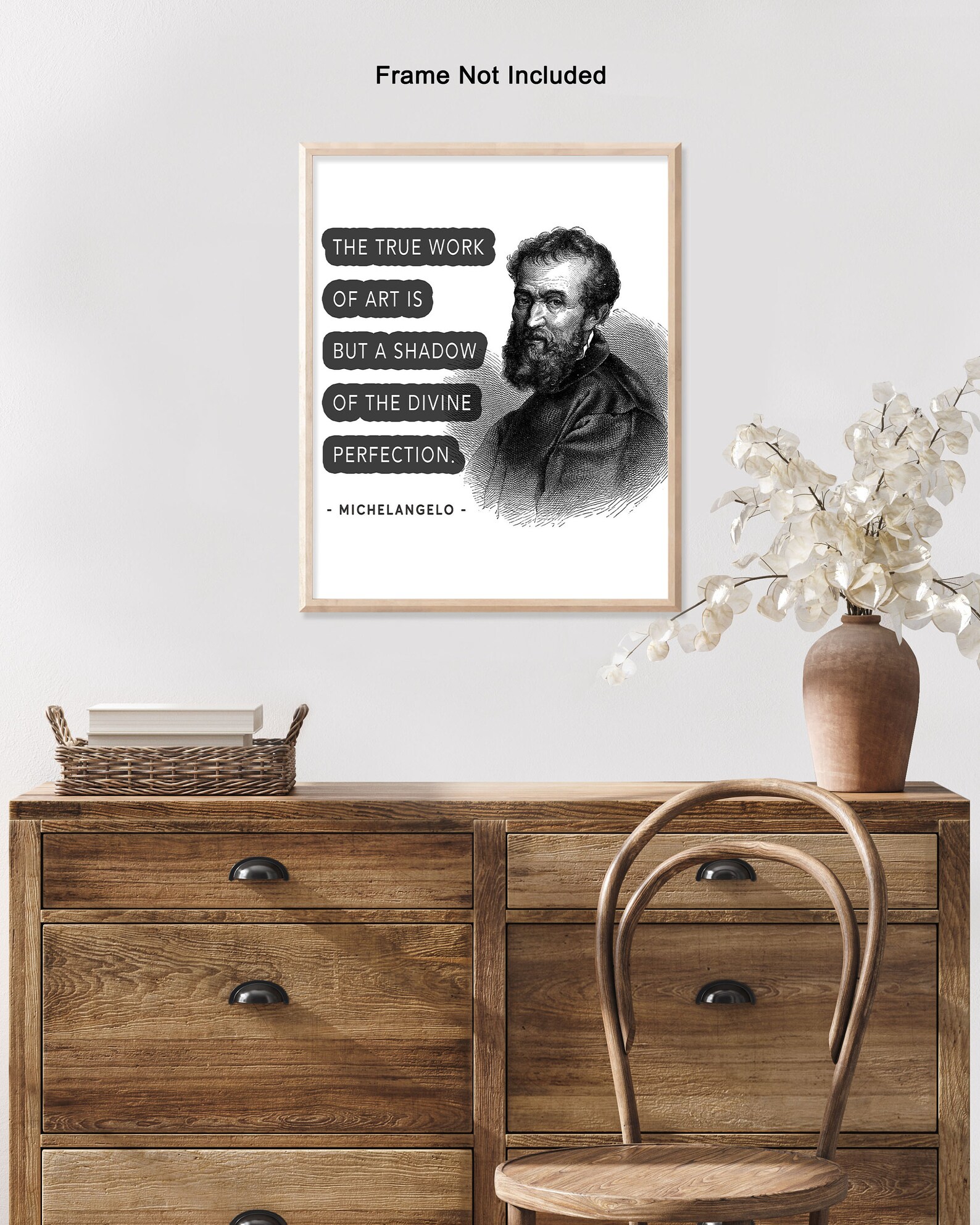 Divine Perfection Poster Michelangelo Print Motivational Quotes Art ...