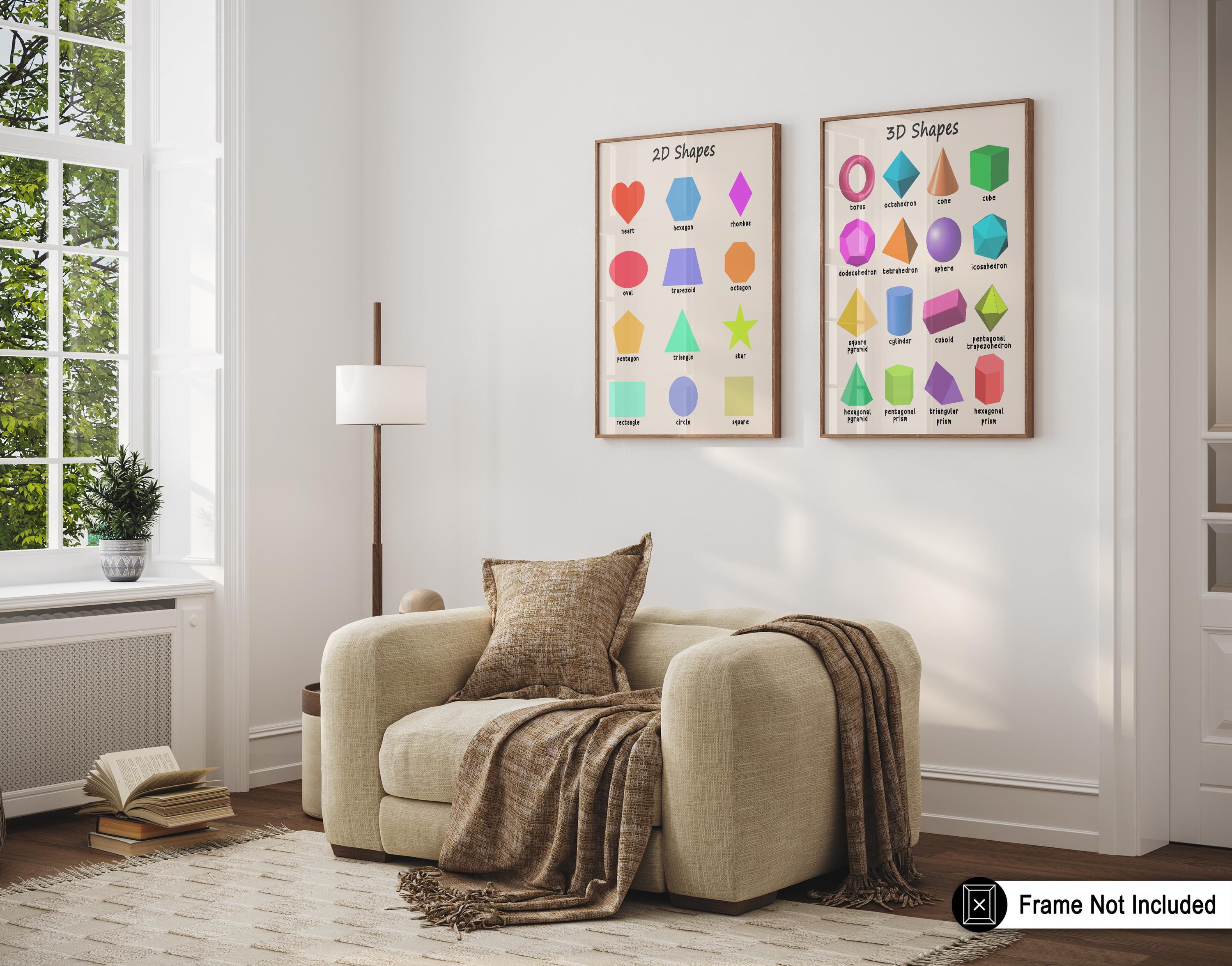 2-piece 2D & 3D Shapes Poster: Educational Learning Materials Art - Etsy