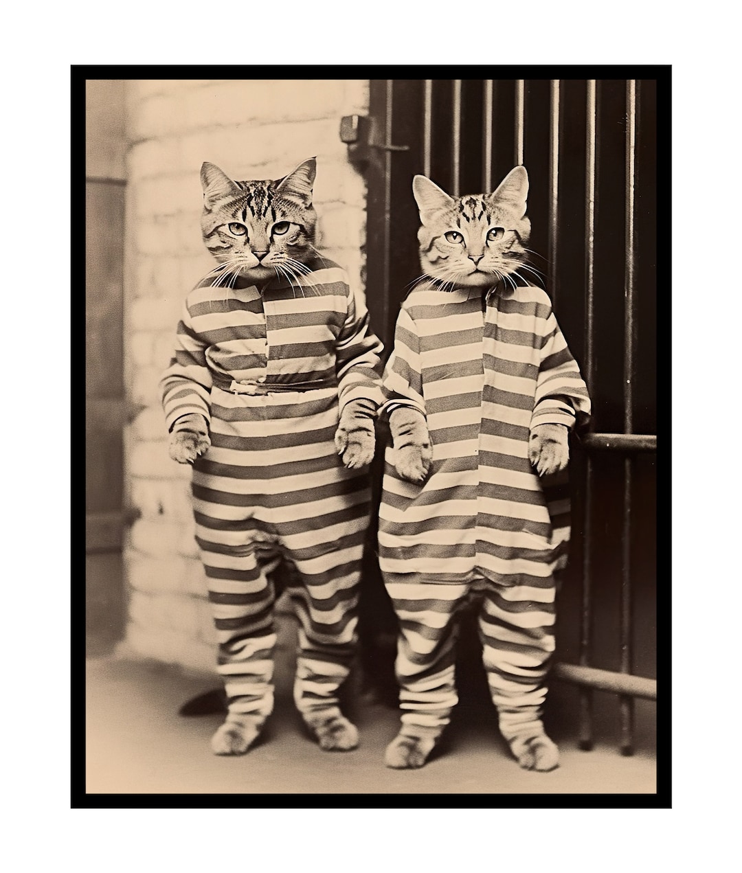 Cat Poster Cats in Jail Print Photograph Art Prison Striped Suit Art ...
