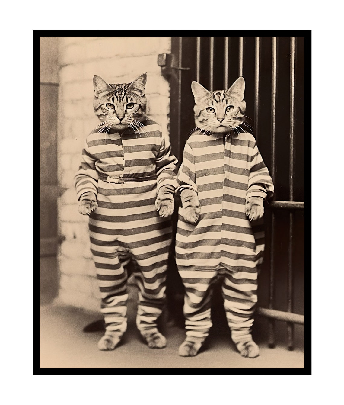 Cat Poster Cats in Jail Print Photograph Art Prison Striped Suit Art ...