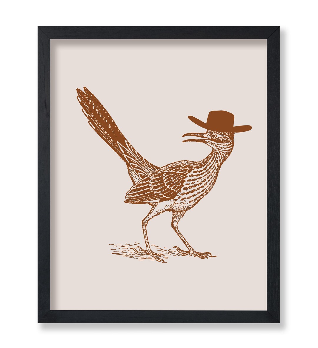 Brown Cowboy Roadrunner Poster - Retro Cowboy Print - Wild West Art ...