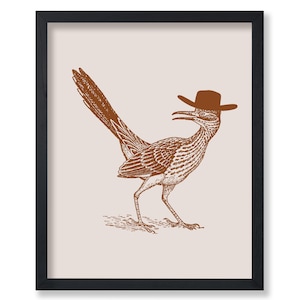 Brown Cowboy Roadrunner Poster - Retro Cowboy Print - Wild West Art ...