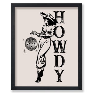 Disco Cowgirl Poster - Retro Cowgirl Print - Howdy Art - Wild West Art ...