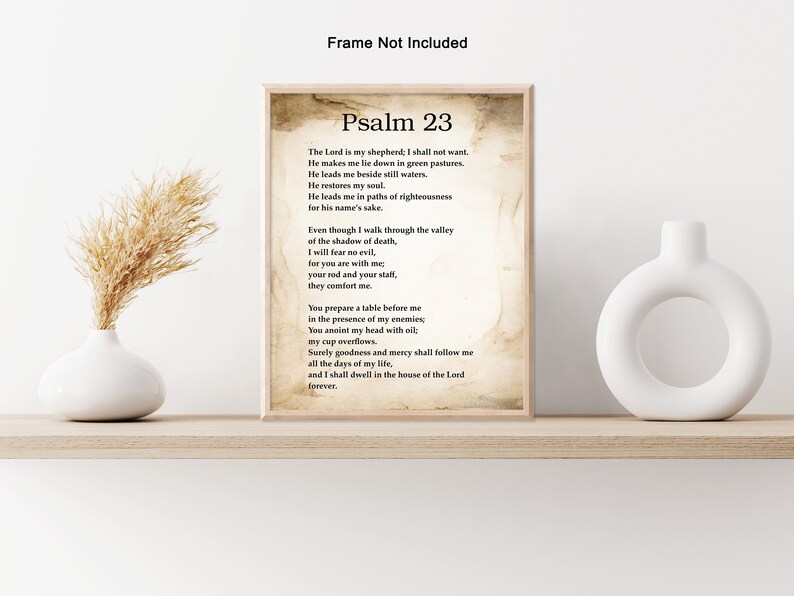Psalm 23 Poster Bible Verse Art Scriptural Motivation Religious Gift ...