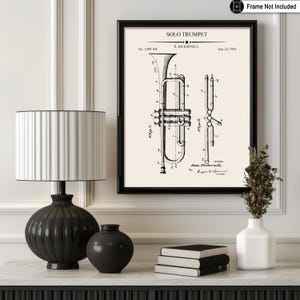 Trumpet Blueprint Poster - Trumpet Patent Print - Music Art - Marching ...