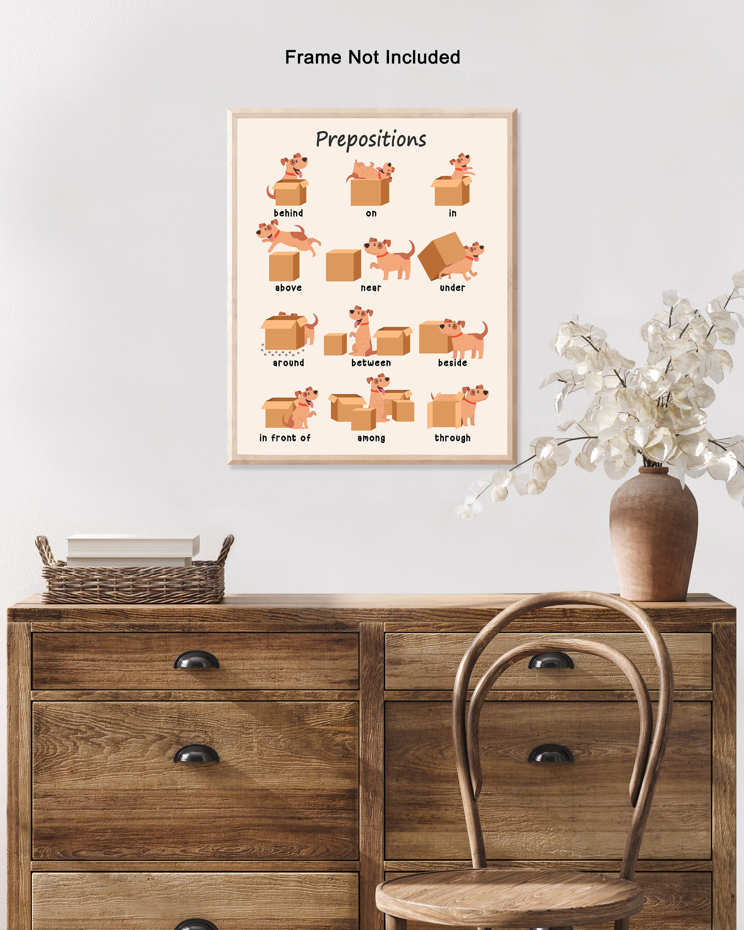 Prepositions Poster Educational Print Learning Materials Art Gift for ...