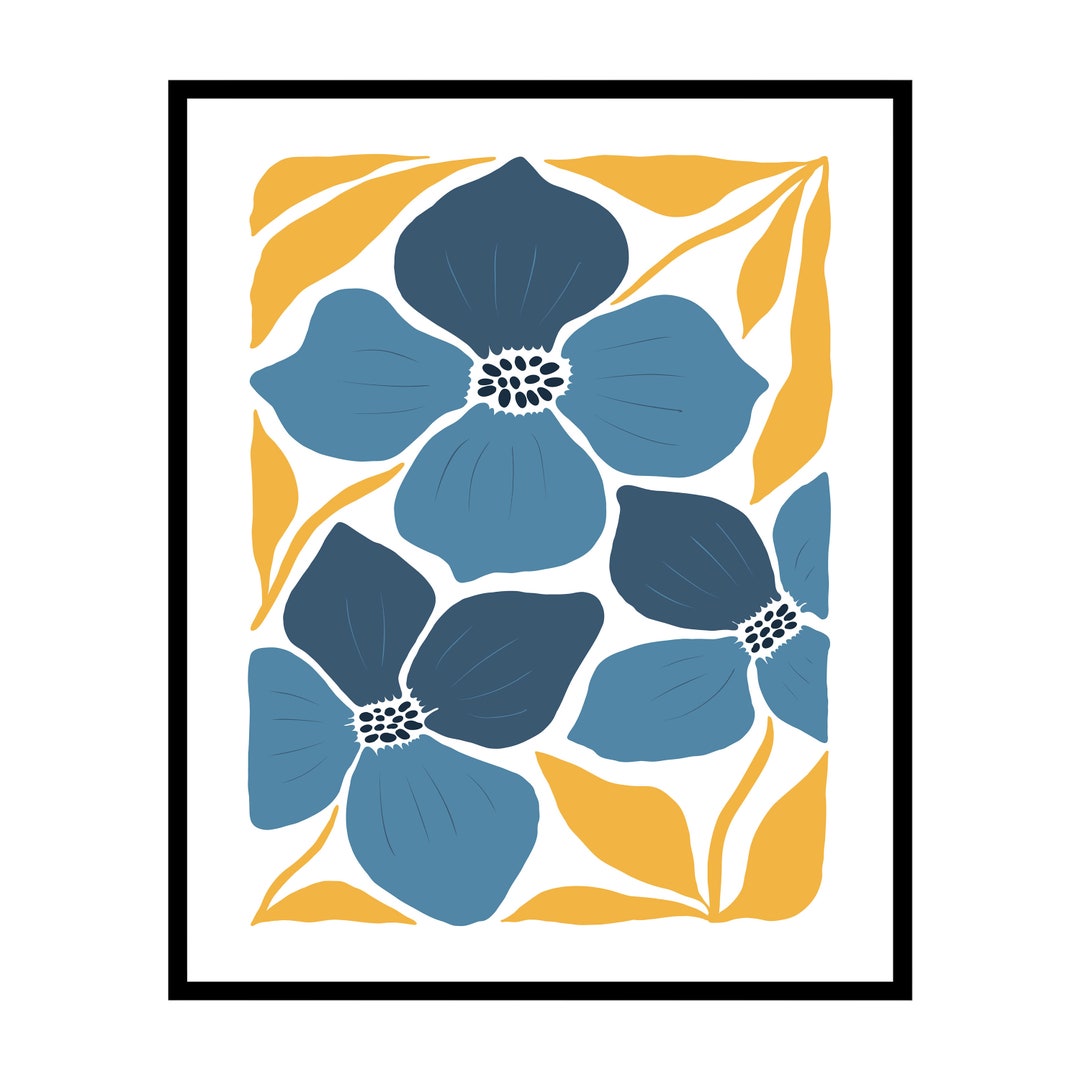 Spring Flowers Poster Retro Floral Print Modern Flowers Art Groovy ...