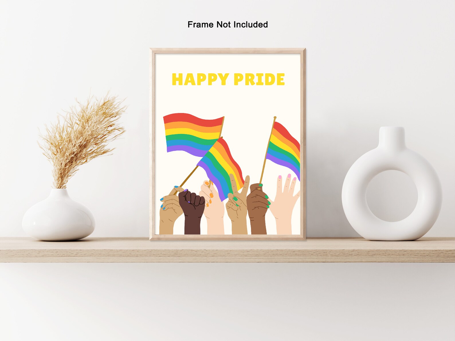 Happy Pride Poster Rainbow Flags Print Inclusivity Art Celebration Art ...