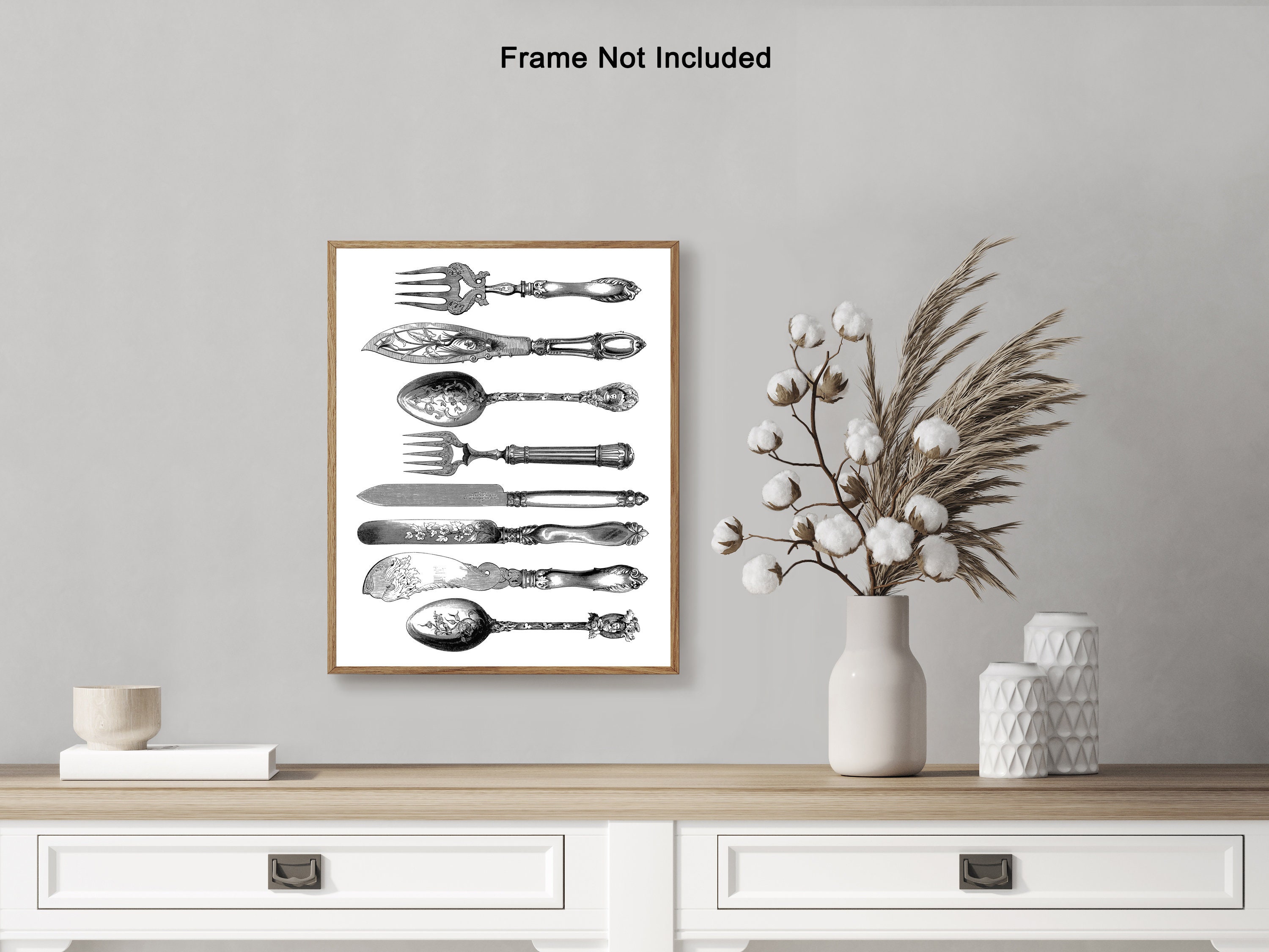 Vintage Silverware Poster Retro Cutlery Print Spoon Fork Art Minimalist ...