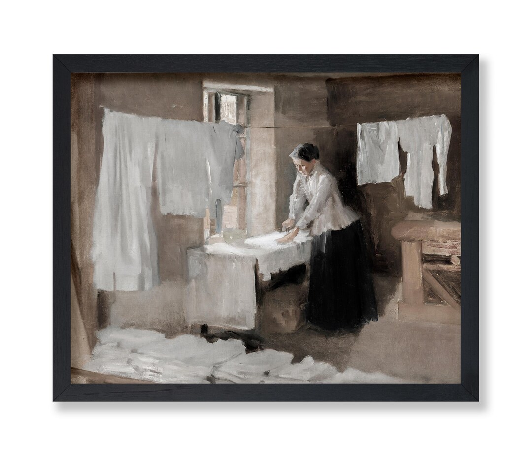 Vintage Woman Ironing Poster - Retro Study for the Washerwomen Print ...