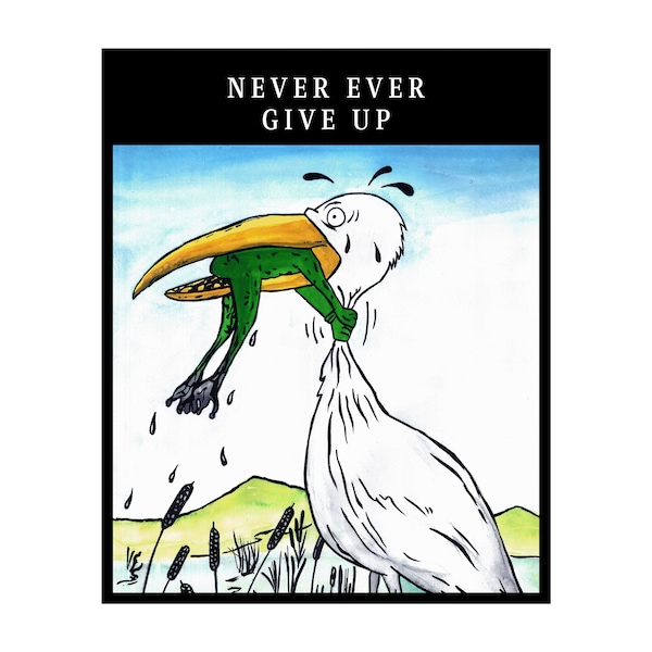 Never Give up Frog - Etsy