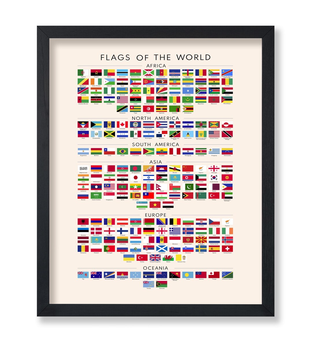 Flags of the World Poster - Educational Print - Learning Materials Art ...