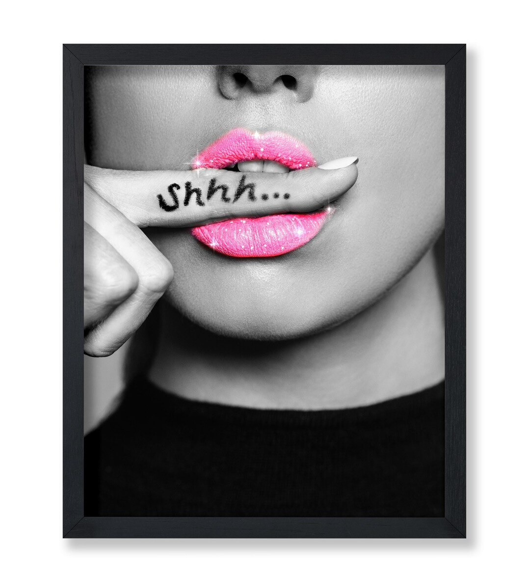 Biting Finger Poster - Pink Lips Print - Fashion Art - Modern Art ...