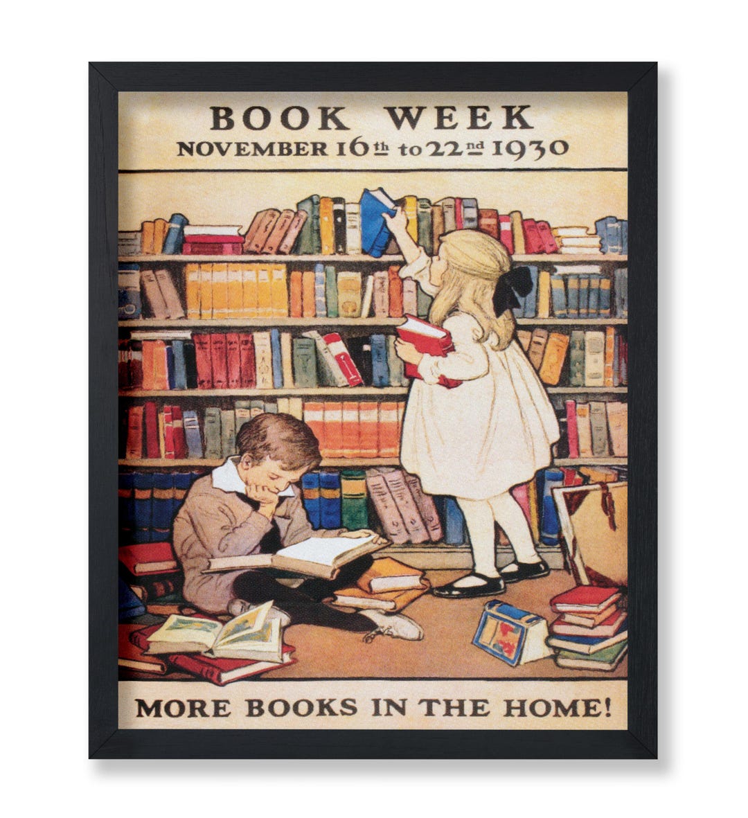 Vintage Books Poster - Retro Book Week Print - Book Reader Wall Art ...