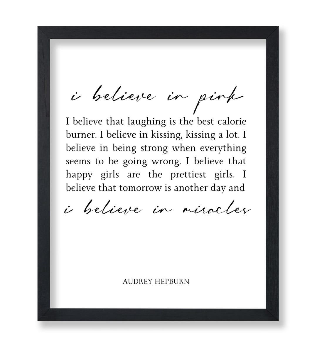 Motivational Poster - Retro Inspirational Print - I Believe in Pink, I ...