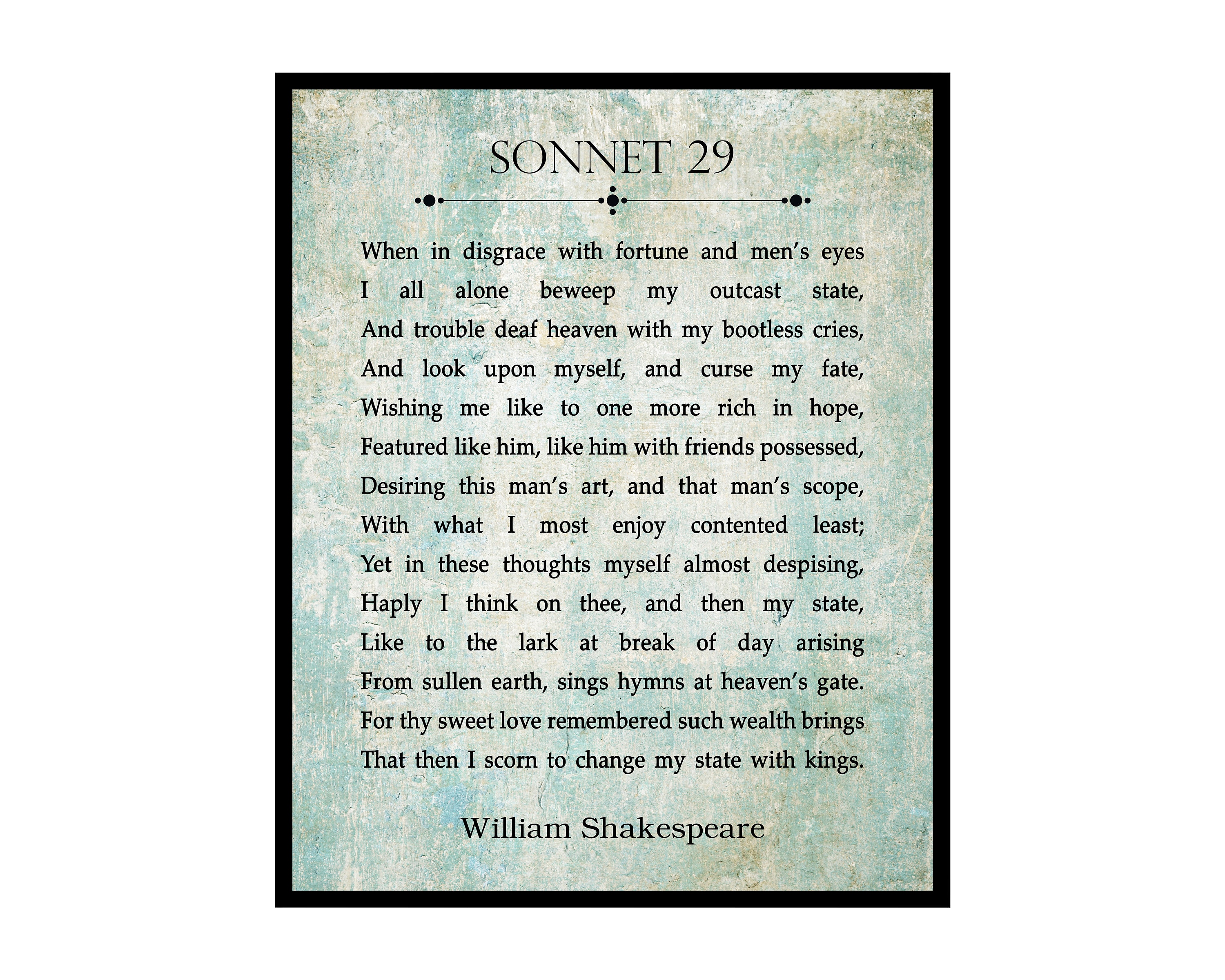 William Shakespeare Poster Sonnet 29 Print Motivational - Etsy