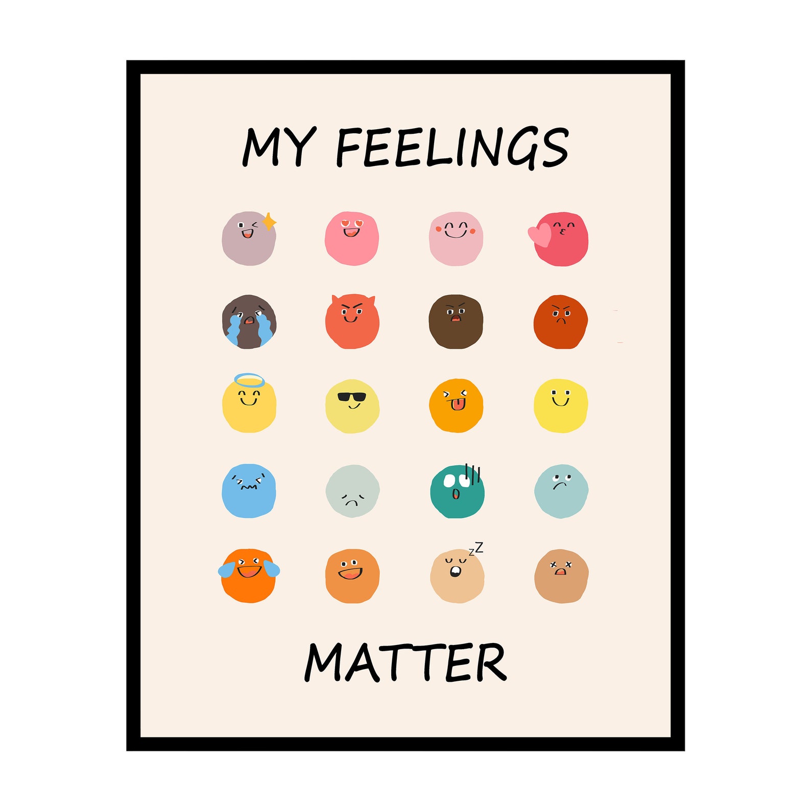 My Feelings Matter Poster Emoticons Print Learning Materials Art Gift ...