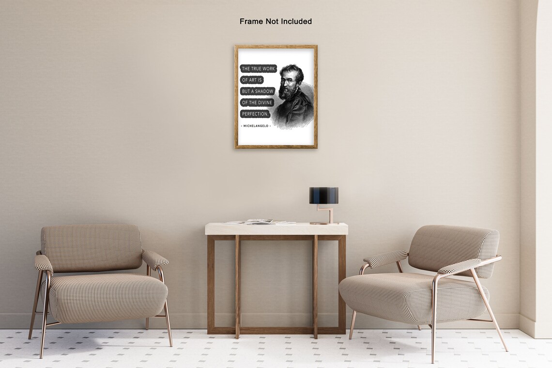 Divine Perfection Poster Michelangelo Print Motivational Quotes Art ...