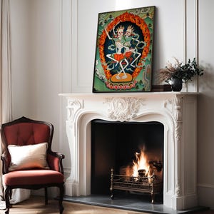 Vintage Citipati Skeleton Poster - Retro Buddhist Deity Art Print ...